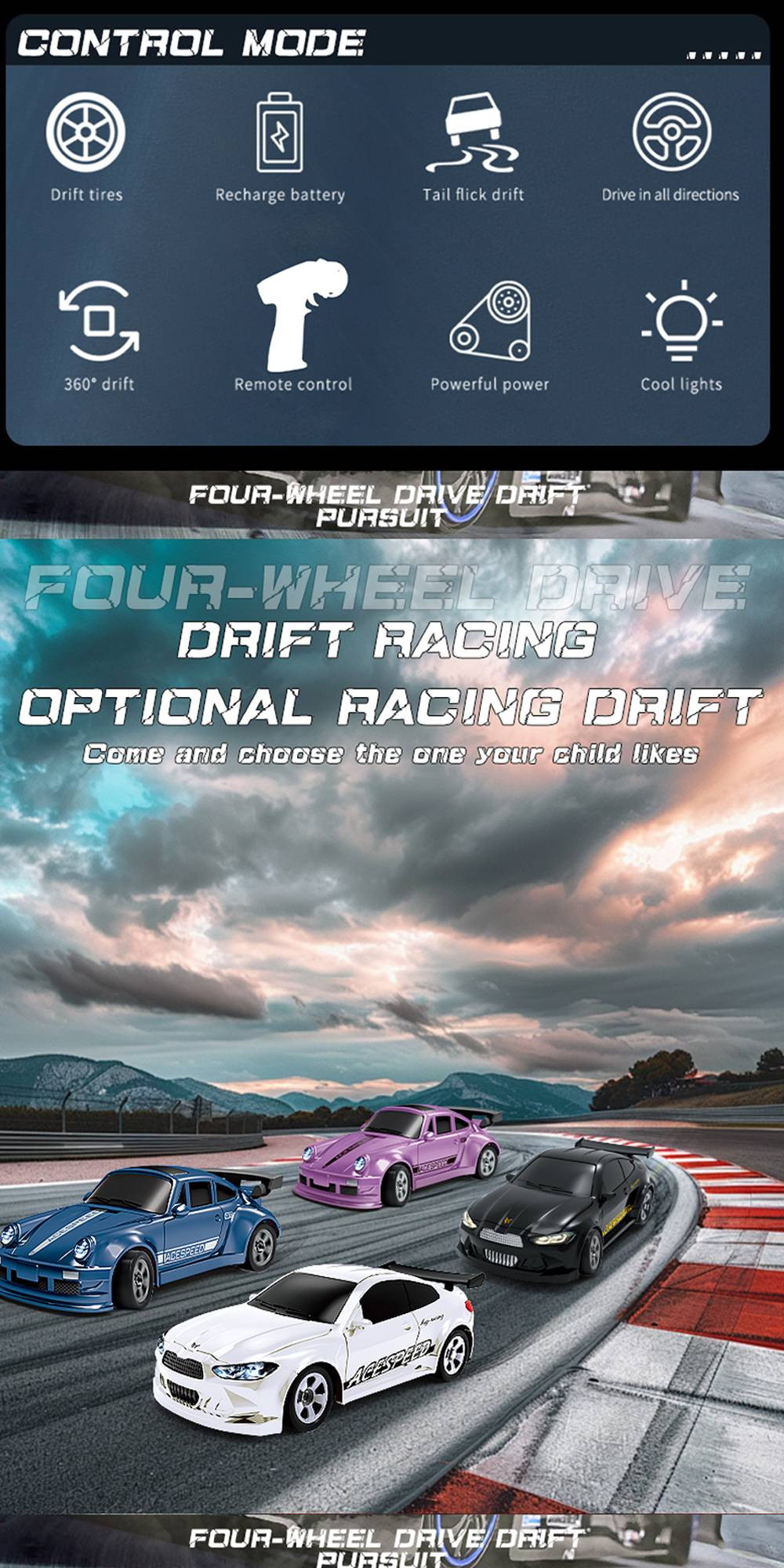 1:64 MINI RC Car 4WD High Speed Proportional Throttle Steering Remote ...