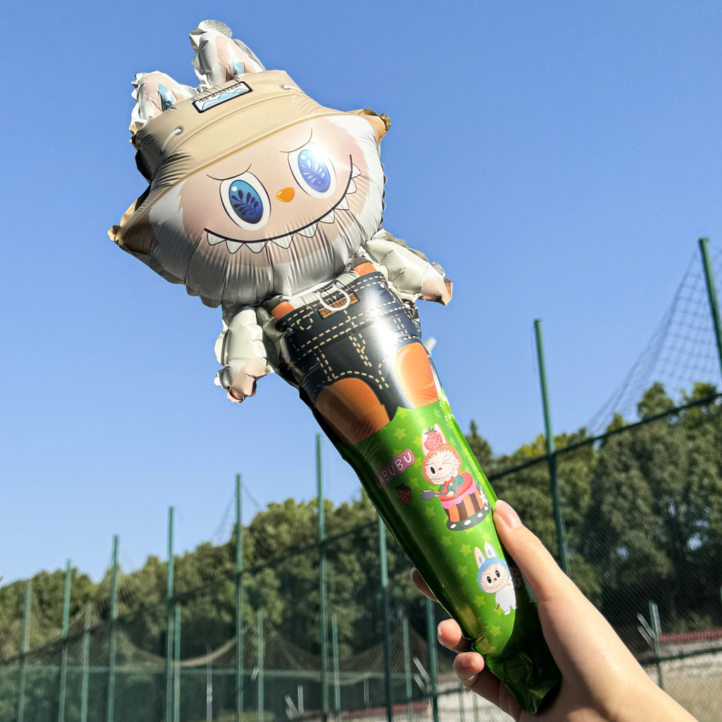 10 Pcs Cute Cartoon Labubu Shape Handheld Balloon Stick - DIY Birthday ...