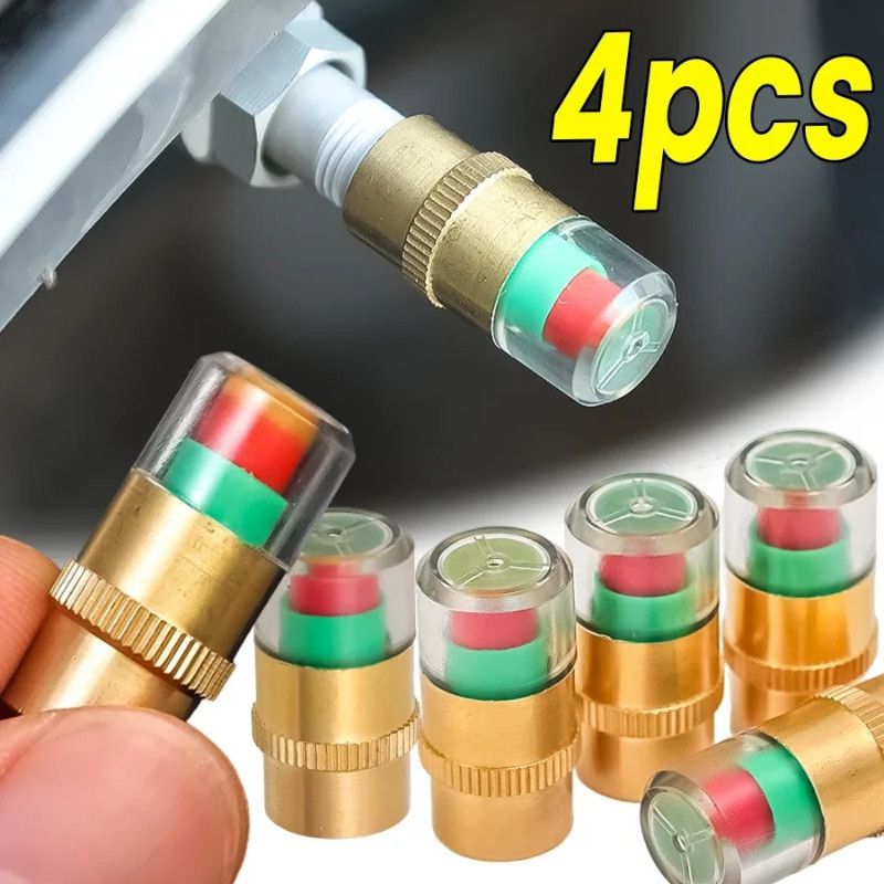 3 Color Alert Indicator Tire Valve Cap Gauge - Car Tire Pressure Gauge ...