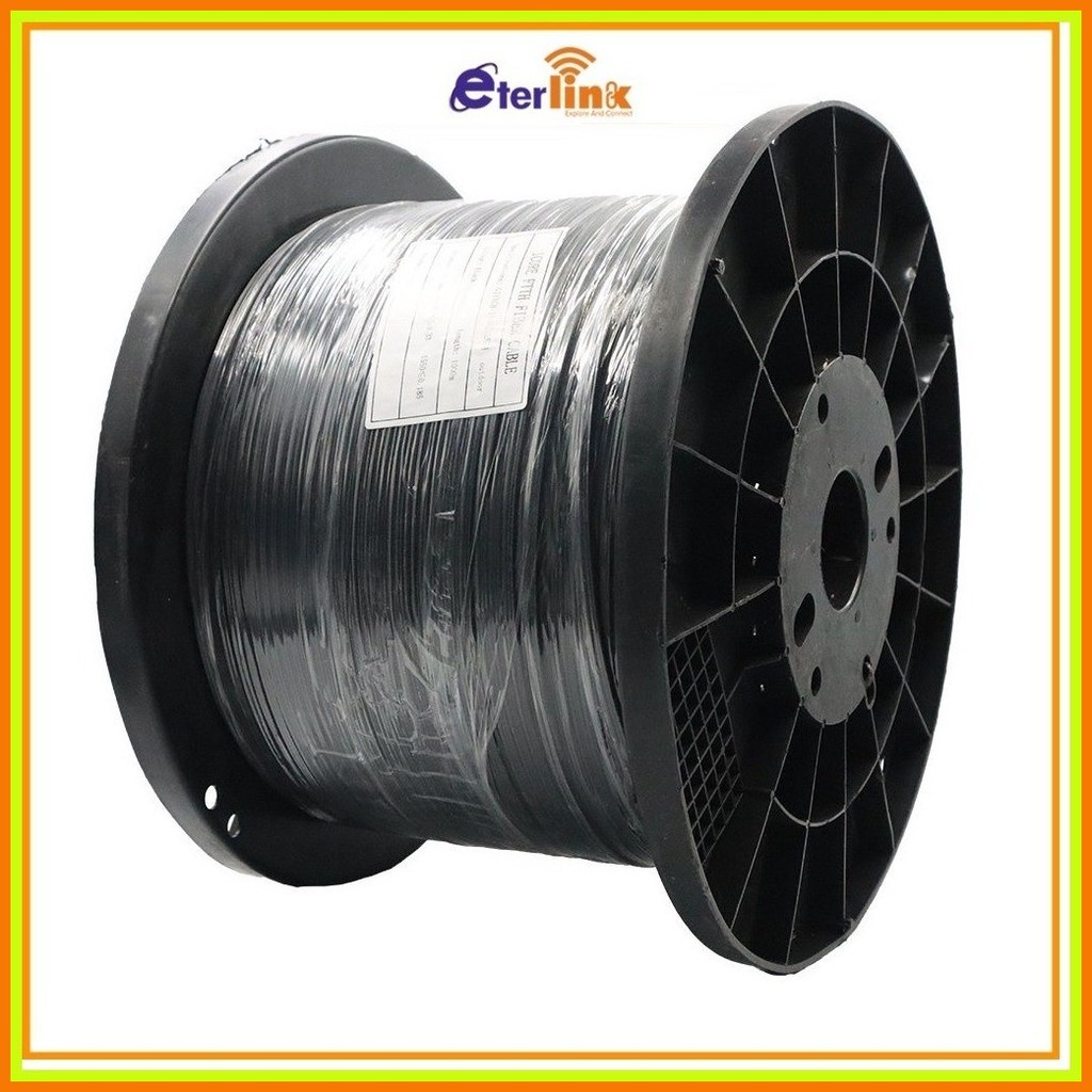 ∈ Eterlink FOC Fiber Optic Cable Single Core 1km 1000m/500m Pure Black ...