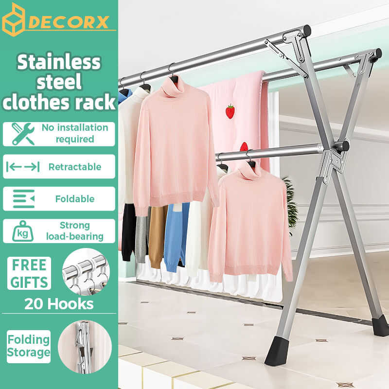 Decorx Foldable Drying Rack Sampayan Stainless Steel X-Type Adjustable ...