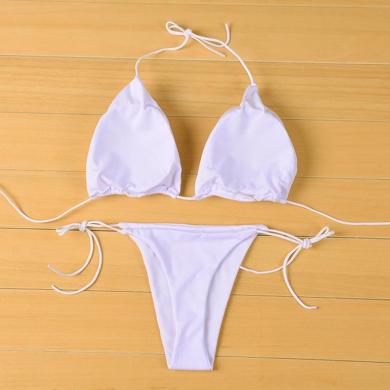 2Pcs/set Bikini Fashion Swimsuit with Chest Cushion Adjustable Swimwear ...