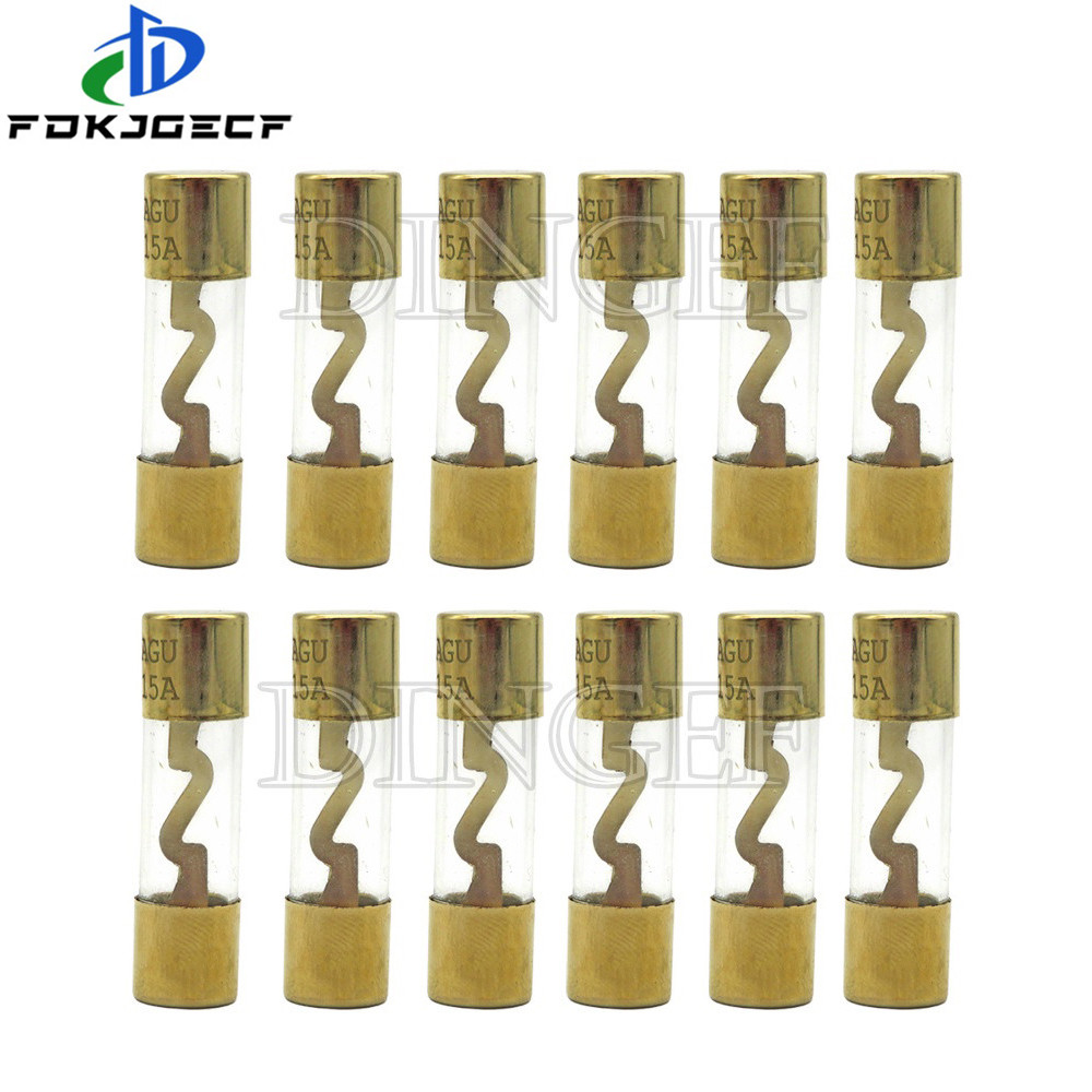 1PCS Gold Plated Glass AGU Fuse Fuses Pack Car Audio Amp Amplifier 10A 15A 20A 25A 30A 40A 50A ...