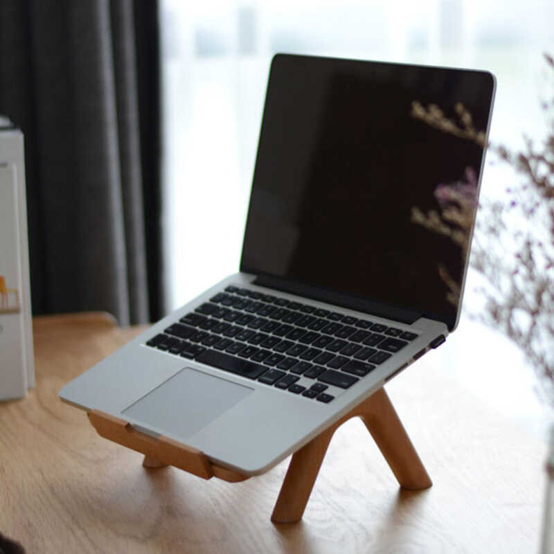 E45 Retro Solid Wood Laptop Table Desktop Elevation Computer Rack Heat ...
