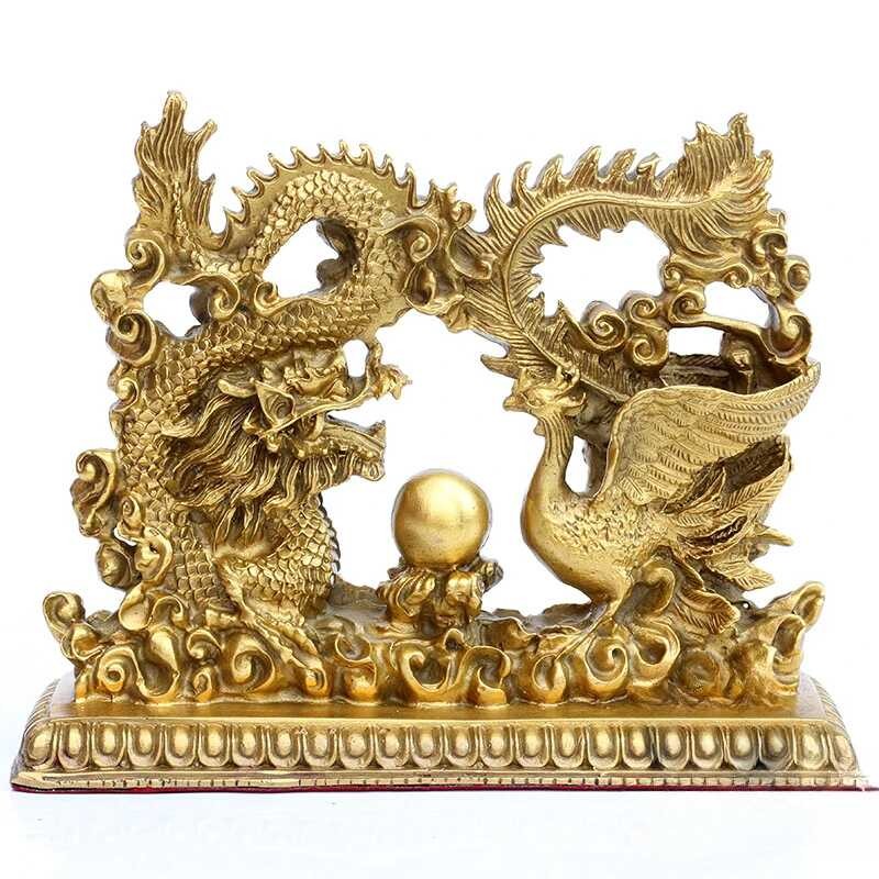Pure Dragon Phoenix Play Beads Set Statue Home Living Room Bed Creative ...