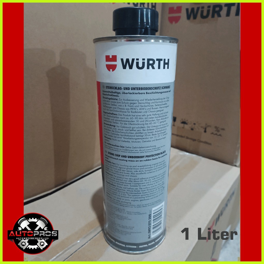 WURTH Stone Chip and Underbody Protection Black 1 Liter | Shopee ...