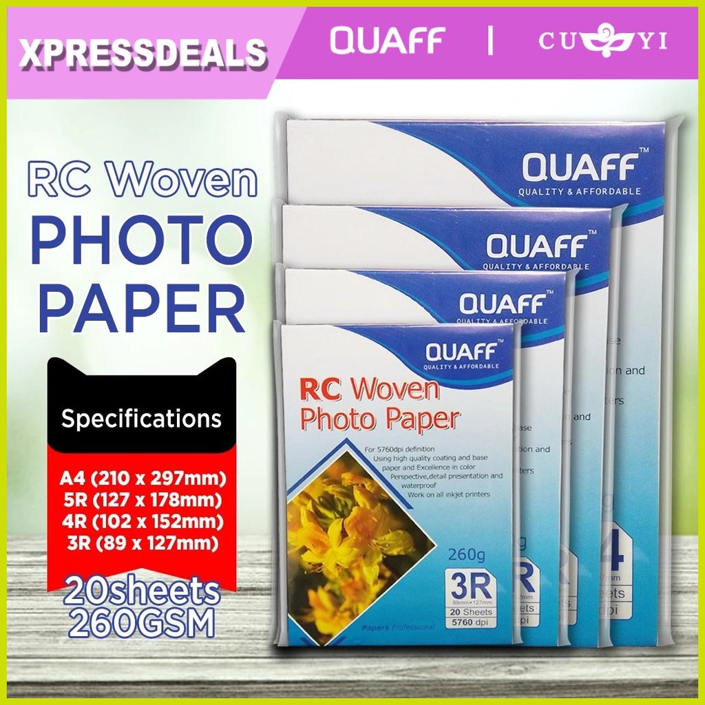 ⚖ ♨ ☬ Quaff RC Woven Photo Paper 260gsm Resin Coated Stationary School ...