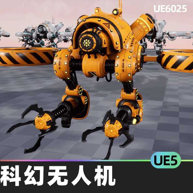 in 01 Sci Fi Drone UE5 Unreal Engine Modular Robot Character Animation ...