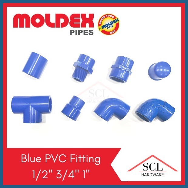 MOLDEX PVC Blue Fittings Elbow 90 1/2" 3/4" Sold per pack (50 pcs ...
