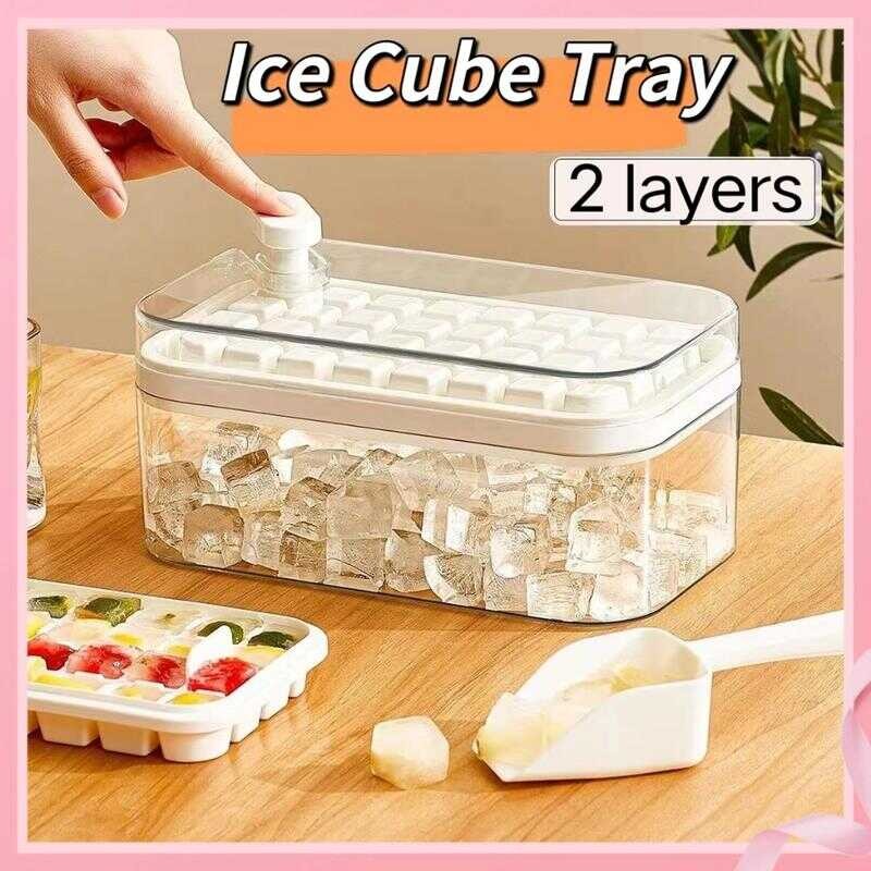 Ultimate Ice Cube Tray Set: Lattice Design With Lid And Bin - 2 Pack ...