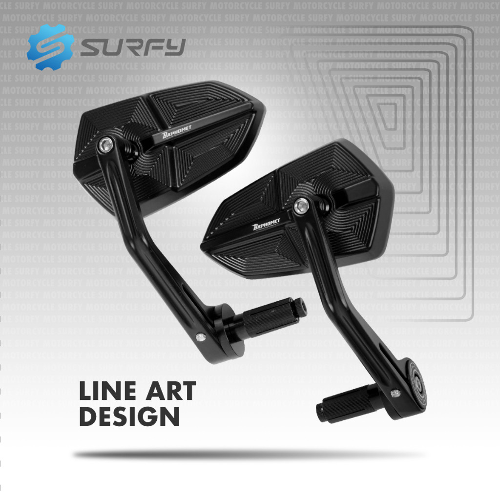 Baphomet Premium Bar End Side Mirror Line Art Design Universal Fully ...