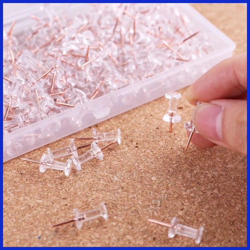 ♂ 50Pcs Plastic Transparent Push Pins Thumb Thumbtack Board Pins ...