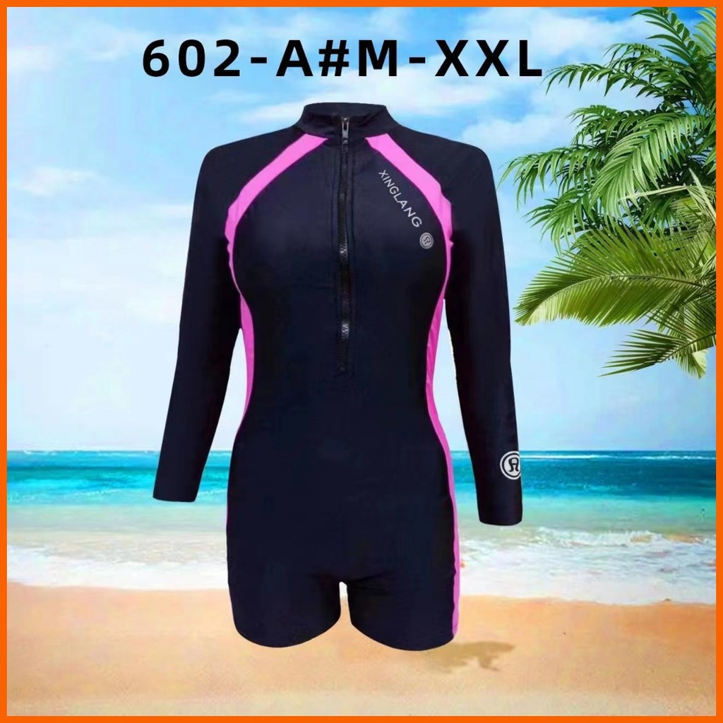 one piece rash guards for women w/half zipper swimsuit long sleeves ...