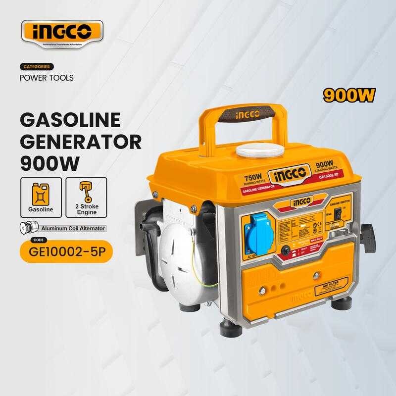 Ingco Portable Gasoline Generator 1Kva 2-Stroke Engine Power Open ...