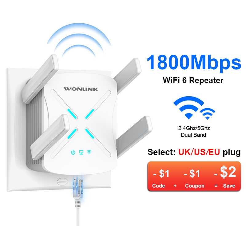 Extender Wi-Fi AX1800 2G&5GHz Dual Band WIFI Repeater 4*2dBi antenna ...