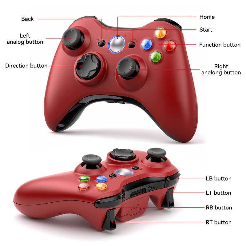 Wireless 360 Controller For Xbox 360/Slim/Elite/Winodow/Pc Video Game ...