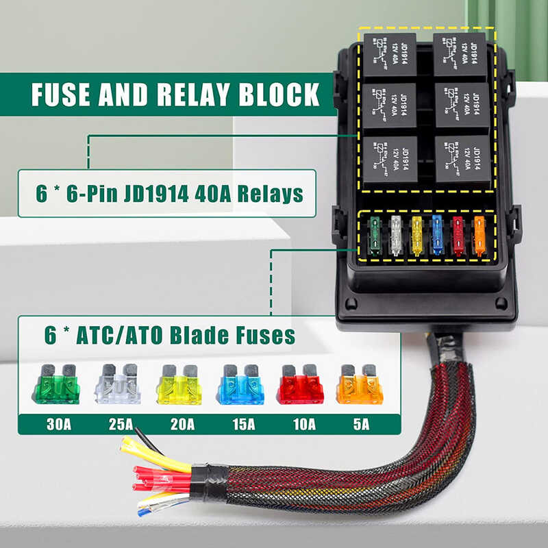 Upgraded 12V Pre-Wired At Relay 6-Way Waterproof Fuse Box A32 2Ba ...