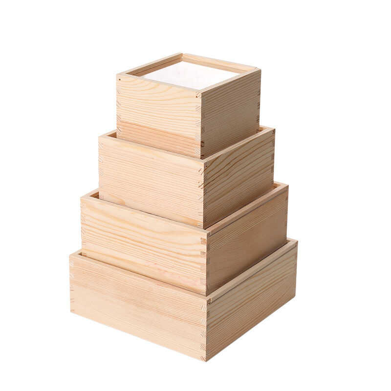 Solid Wood Glass Lid Pull-Out Storage Box, Eternal Flower And Tree Box ...