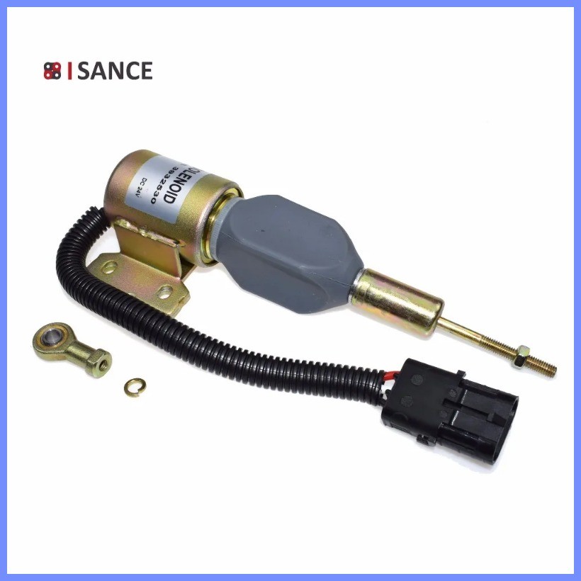 ISANCE Engine Fuel Shut Off Stop Solenoid Valve SA-4756-24 3932530 24V Diesel 5.9L 6BT Excavator ...