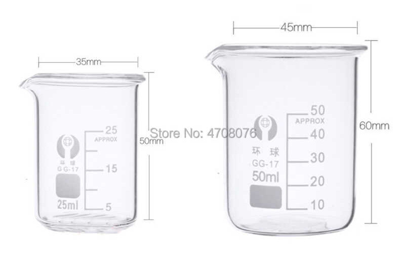 12Pcs/Set 50Ml Pyrex Beaker Borosilicate Glass Lab Glassware Chemical ...