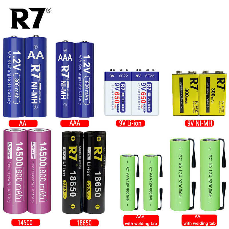 3 R7 2 USB Li-Ion 9V Ni-Mh Battery 1.2V AA / AAA 3.7V 14500 18650 ...
