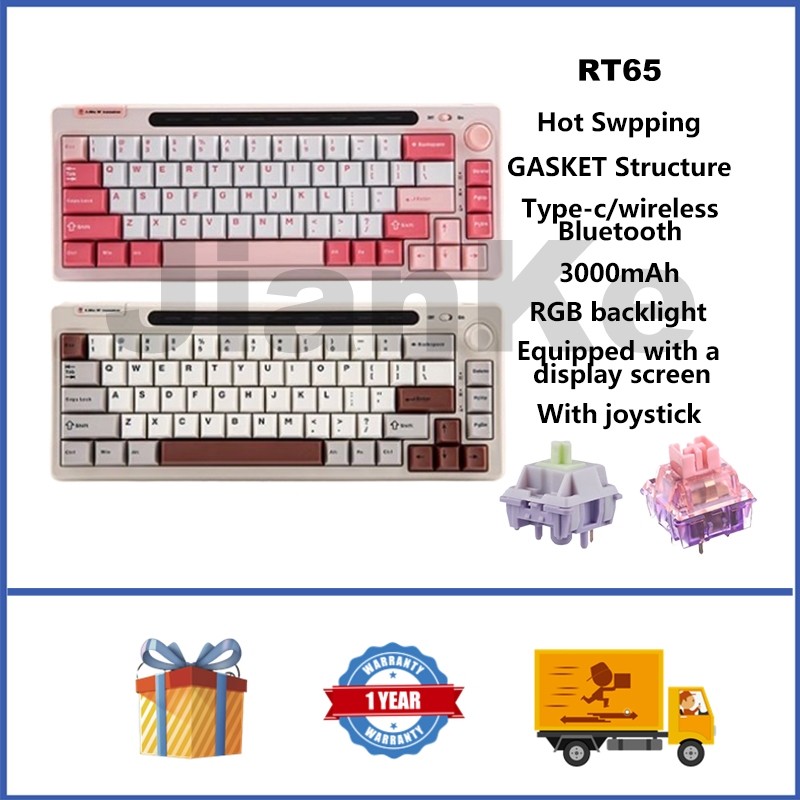 EPOMAKER RT65 Wireless Mechanical Keyboard 65% Hot swappable RGB GASKET ...