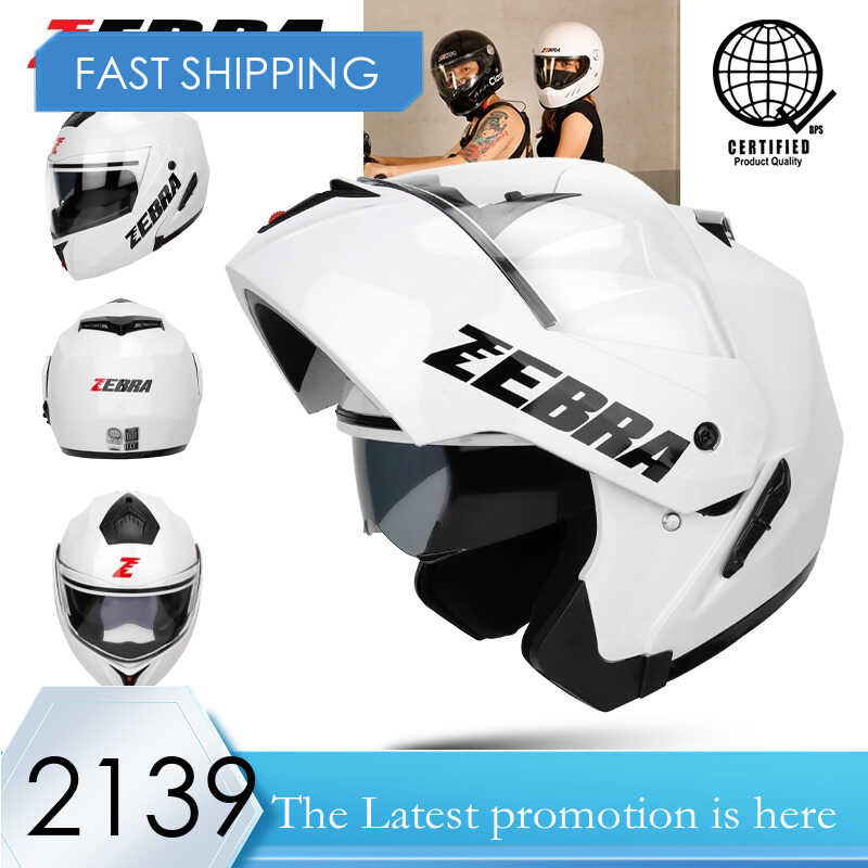 Cod ZEBRA Full Face Men's Modular Dual Visor Helmet For Motorcycle ...
