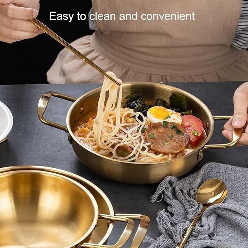 Korean Instant Noodle Pot Stainless Steel Pot Gold Plated，Seafood Pots ...