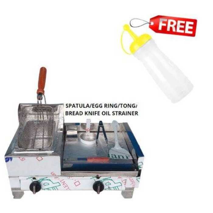 Heavy-Duty DEEP 2In1 FRYER WITH BURGER GRILLER , Hotdog, FRENCH FRIES ...