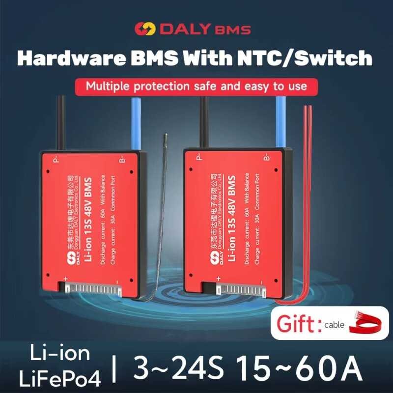 DALY BMS NTC Soft Switch Li-Ion 7S 10S 36V 13S Lifepo4 4S 12V 8S 24V 16S 48V For 3.7V Power And ...