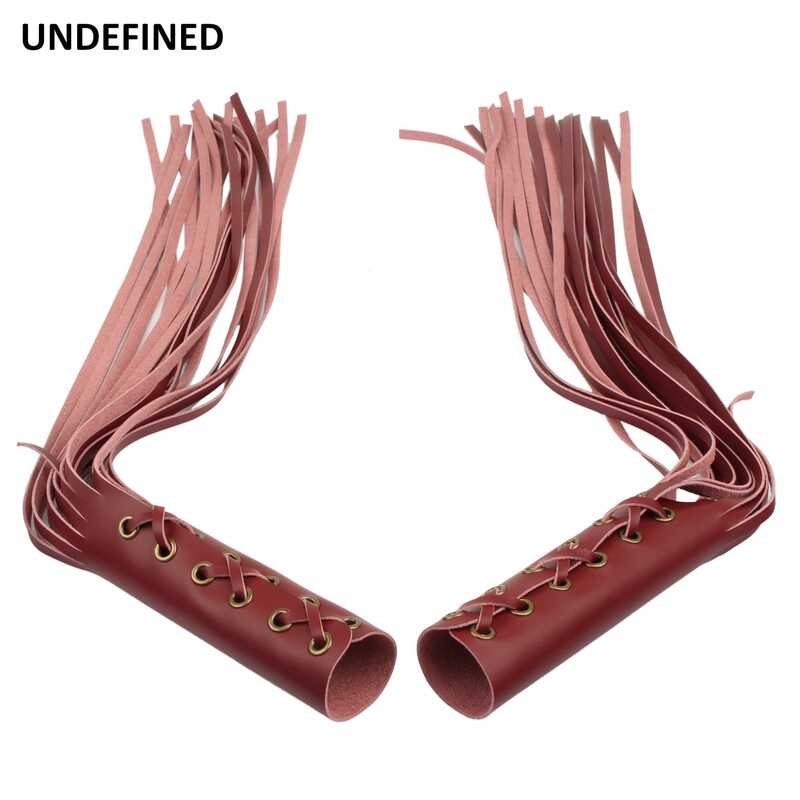 Handlebar Motorcycle PU Leather Fringe Heavy Duty Hand Grips Covers For ...