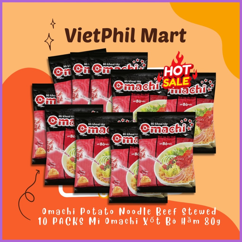 10 PACKS Original Vietnamese Omachi Potato Noodle Beef Stewed - Mi ...