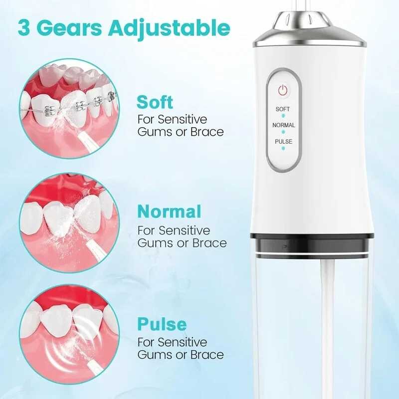 Modes 3 Waterproof Rechargeable Cleaner Dental Ss Portable Cordless ...