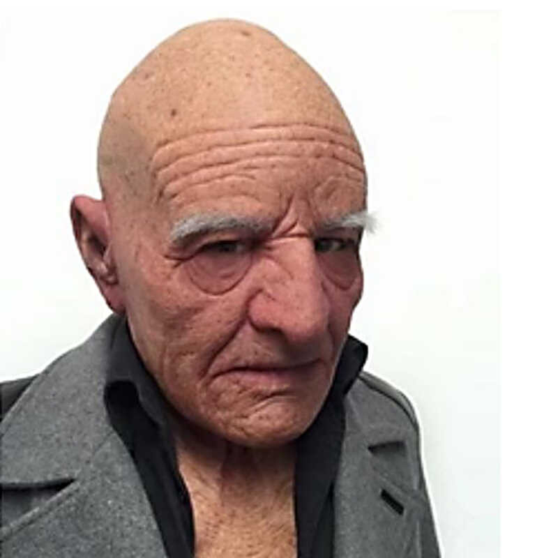 Terrifying Bald Old Man Simulation Grandpa Latex Headgear Halloween ...