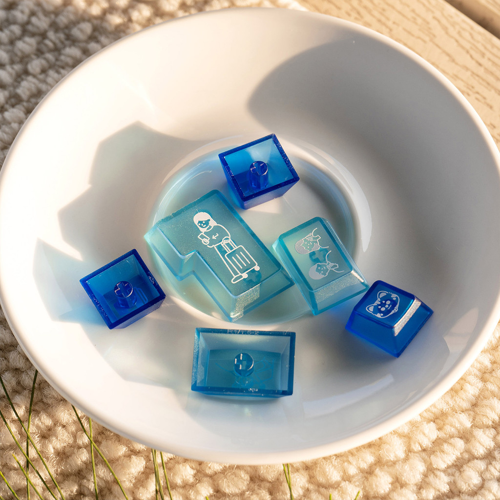 Transparent Foggy Blue Keycaps PC Light Through Cherry Profile keycap ...