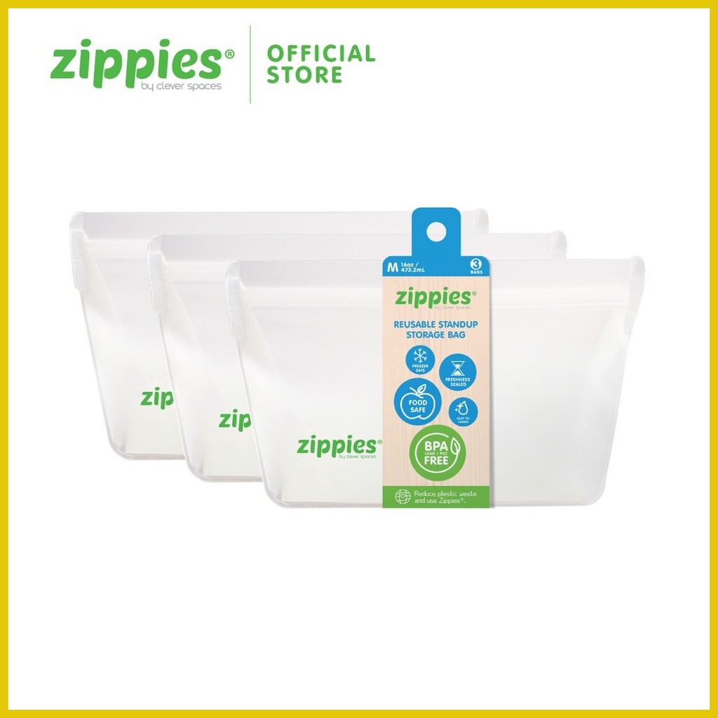 Zippies Reusable Standup Storage Bags PLAIN (Set of 3) | Shopee Philippines