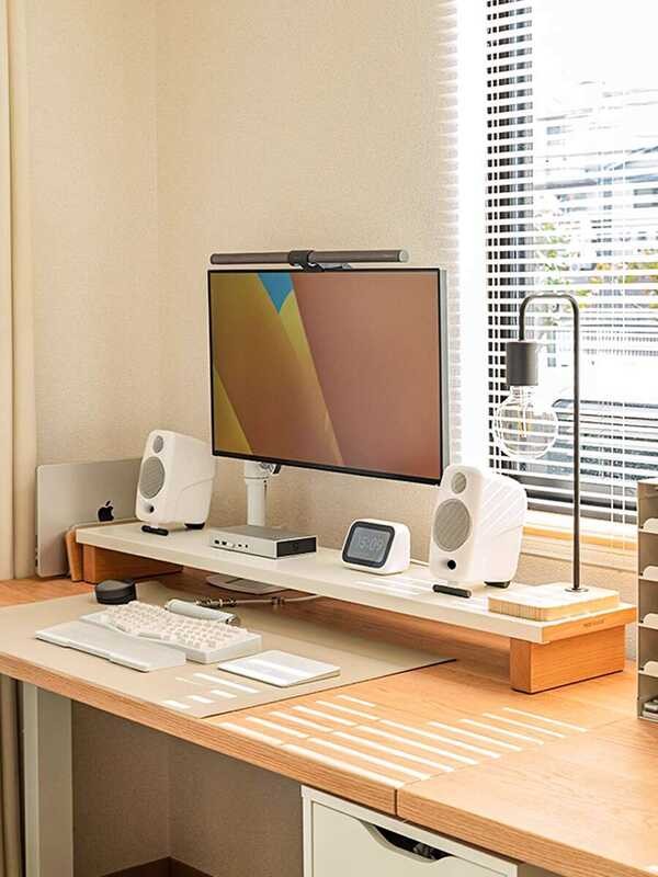 MOZI carbon steel solid wood modular storage rack, office desk, desktop ...