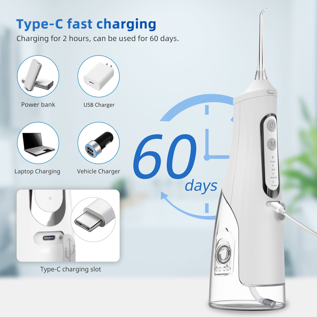 Portable water flosser oral irrigator Teeth cleaning pulse water deep ...