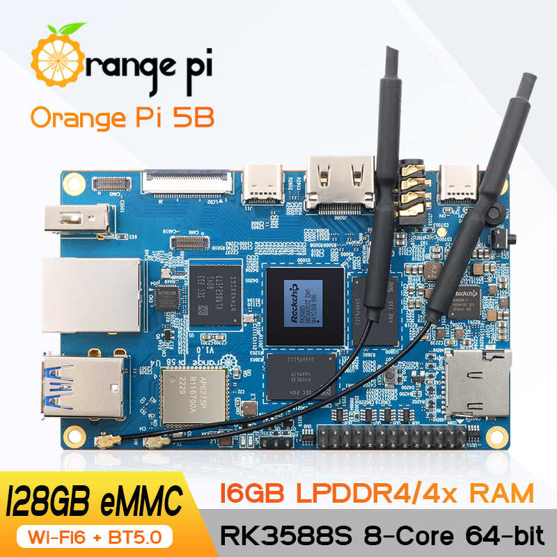 5B ☆ 16Gb RAM 128Gb EMMC 64-Bit Rockchip Rk3588s WIFI Bluetooth BLE 8K Video Mini PC SBC Orange ...