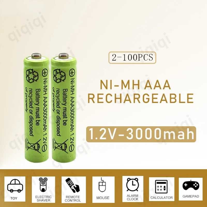 100% Original Quality AAA 3000mAh Ni-MH Rechargeable 1.2V Battery ...