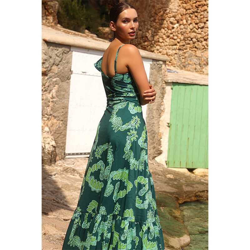 Leaves 2024 Print Ruffle One Piece Swimsuit With Cover Up Women ...
