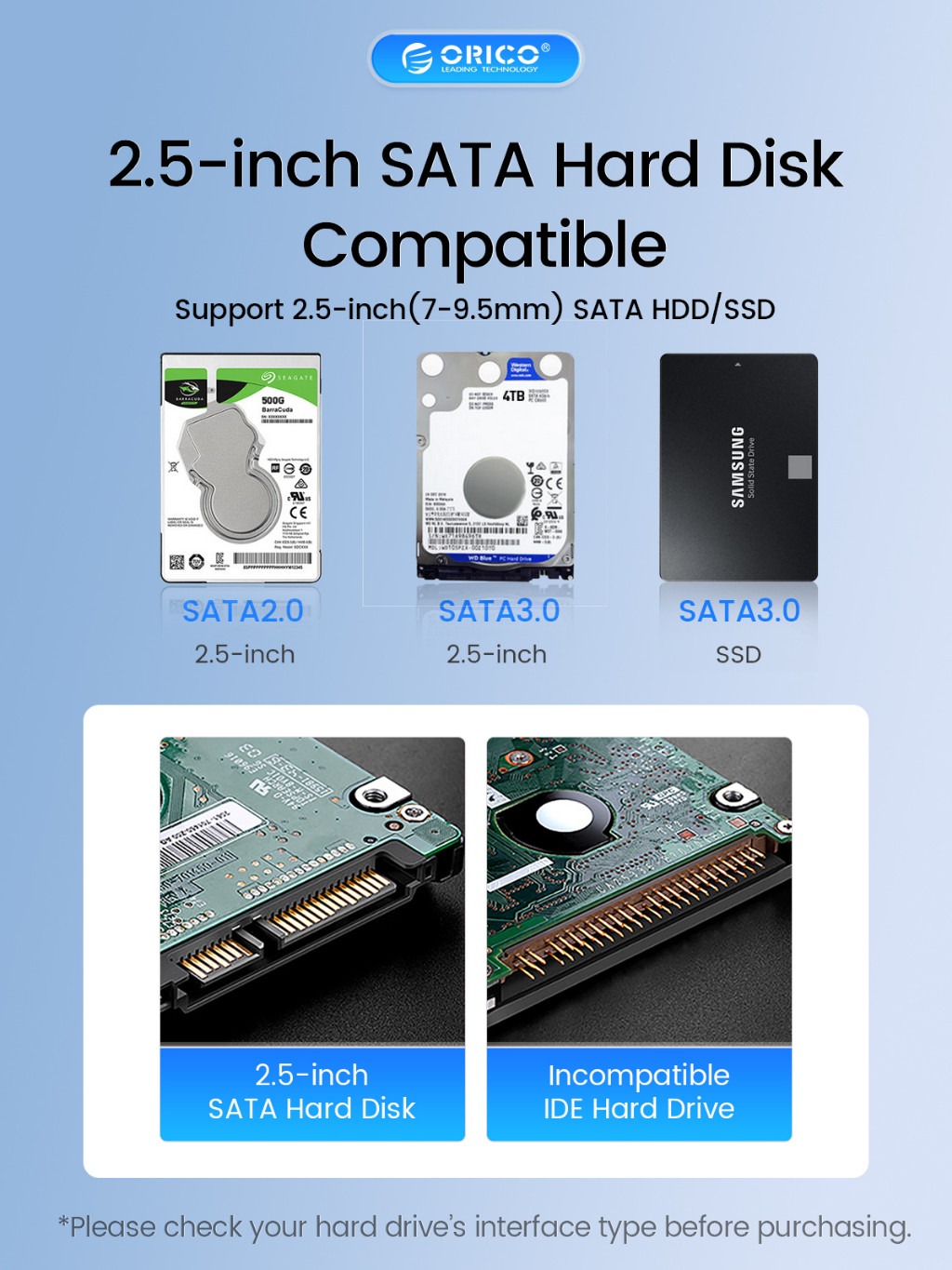 ORICO hdd Enclosure 2.5 SATA to USB 3.0 Type C External Hard Disk Case ...