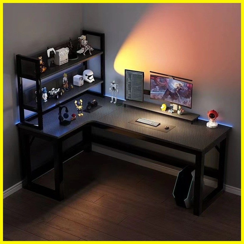 Gaming table computer table Carbon Fiber Gaming L Shape Gaming Desk ...