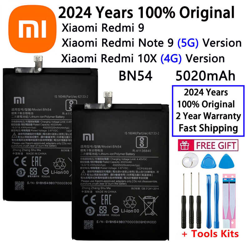 2024 4 Years 5020mAh BN54 Original For Xiaomi Note Note9 5G 10X 4G ...