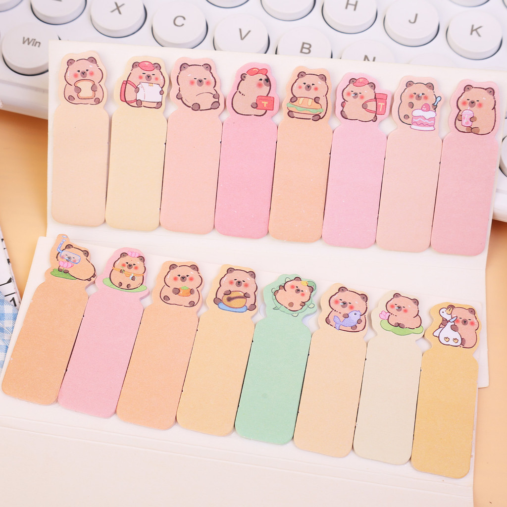Cartoon Capybara Index Label Stickers Memoranda Notebook Page Markers ...