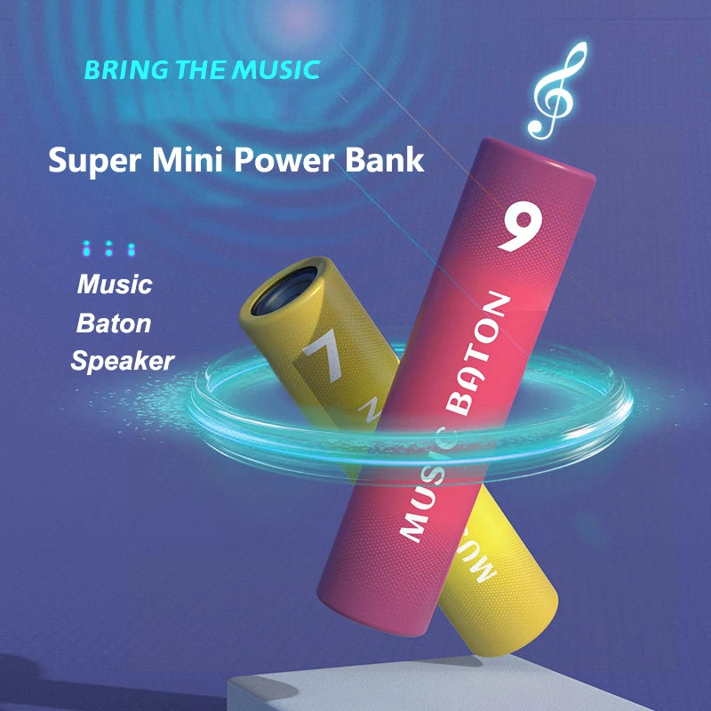 Mini power bank Bluetooth speaker 3000mAh portable charger C-type power ...