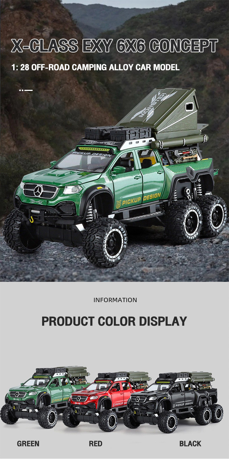 KLT 1:28 Benz X-Class Exy 6x6 Camping Version Diecast Model Car Alloy ...