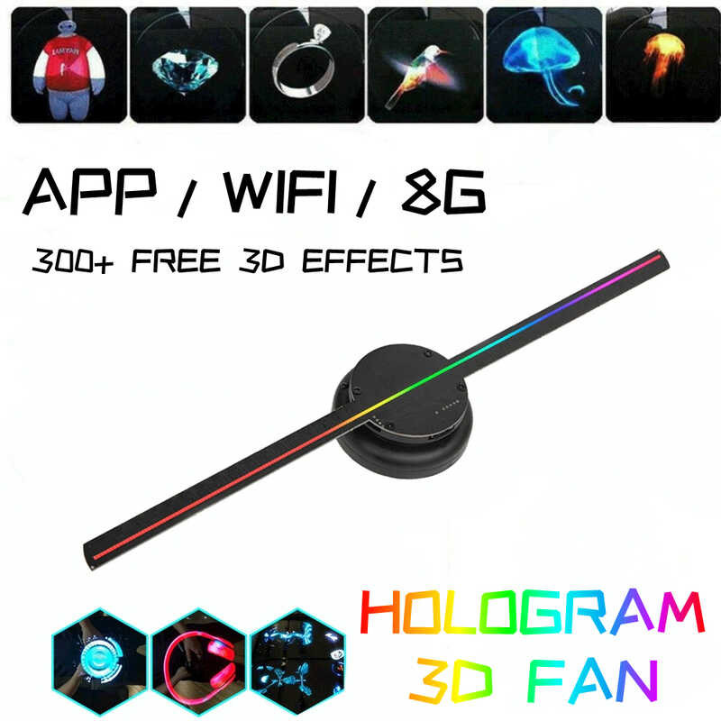 42/43Cm Hologram 3D Fan Projector Wall-Mounted Wifi Led Sign Holographic Player Advertising ...