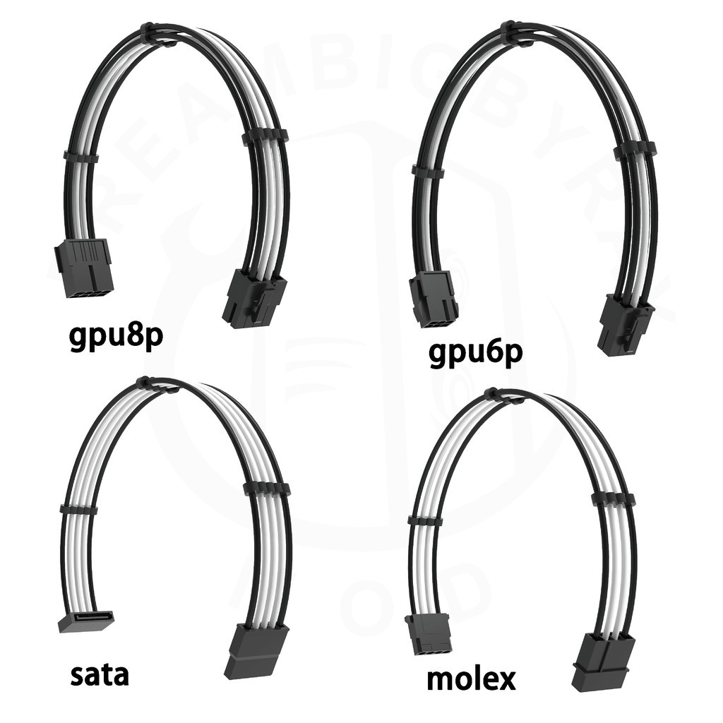 ♥️ pc psu silicone extension cables black white color SATA ide ...