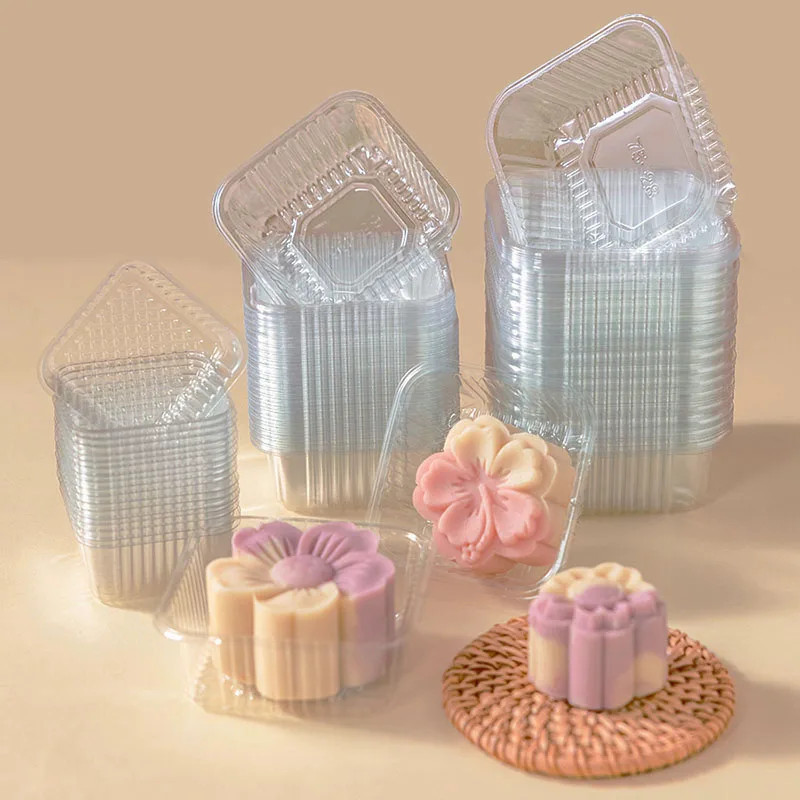 100pcs Food Grade Mooncake Box Transparent Mooncake Tray Dessert Bread ...